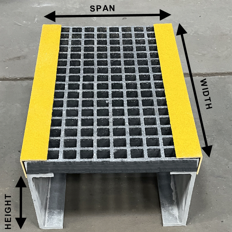 GRP Step Over Platforms Set height 200mm - Grating Direct
