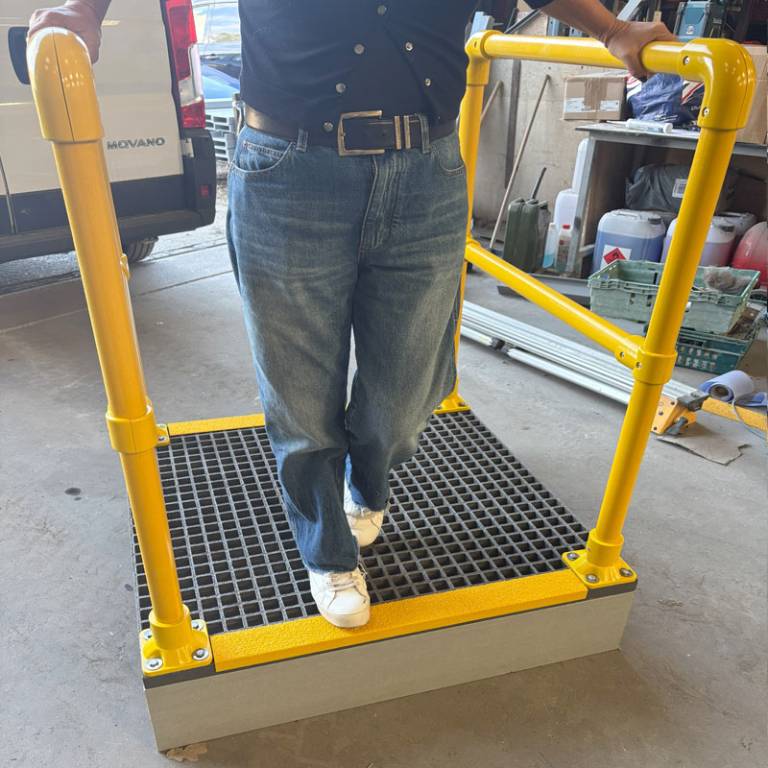 GRP Step Over Platform with Handrail | Industrial Access Platform