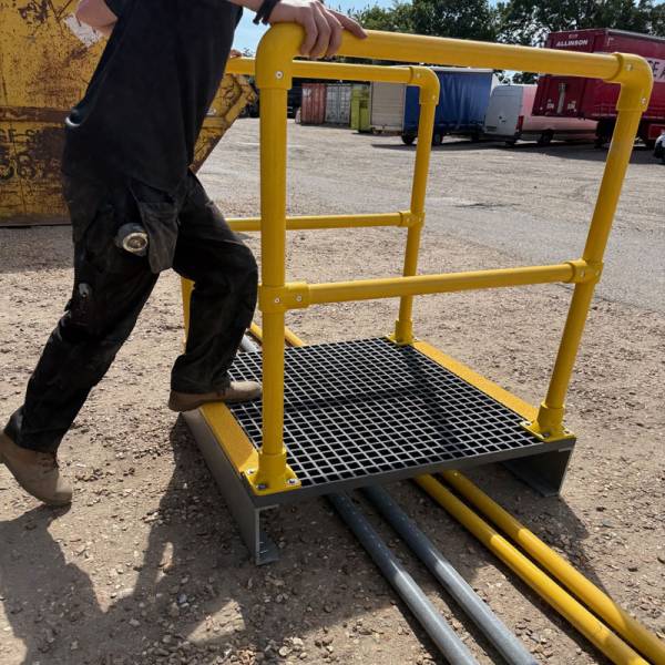 GRP Step Over Platform with Handrail | Industrial Access Platform